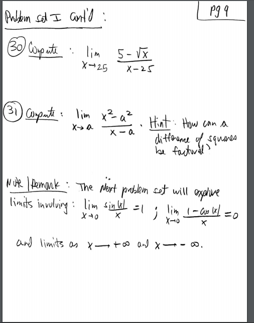 Solved Problem set I canto P9 4 30 Compute lim X-25 5-VX | Chegg.com