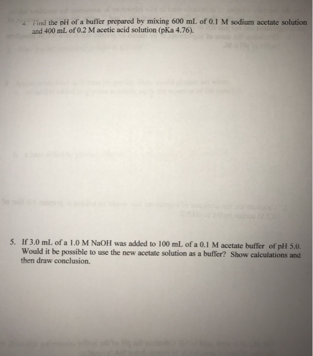Solved Find the pH of a buffer prepared by mixing 600 mL of | Chegg.com