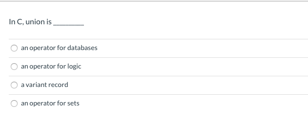 Solved In C, union is O an operator for databases an | Chegg.com