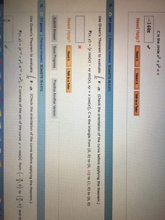 Solved cis the circle x2 + y2 = 4 -144T Need Help? L ReadIt | Chegg.com Solved cis the circle x2 + y2 = 4 -144T Need Help? L ReadIt | Chegg.com