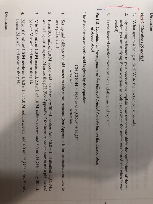 Solved Chemical Equilibrium: Le Chatelier’s Principle Lab. I | Chegg.com