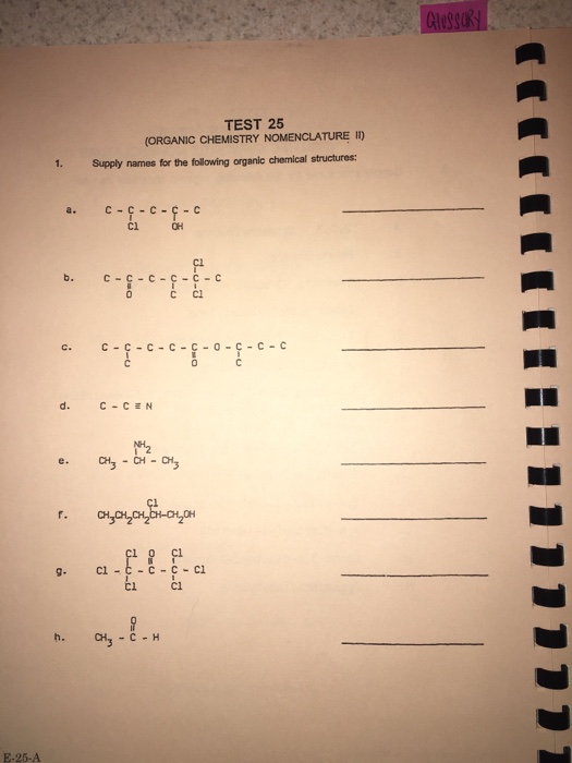 Solved TEST 25 (ORGANIC CHEMISTRY NOMENCLATURE I) 1. Supply | Chegg.com