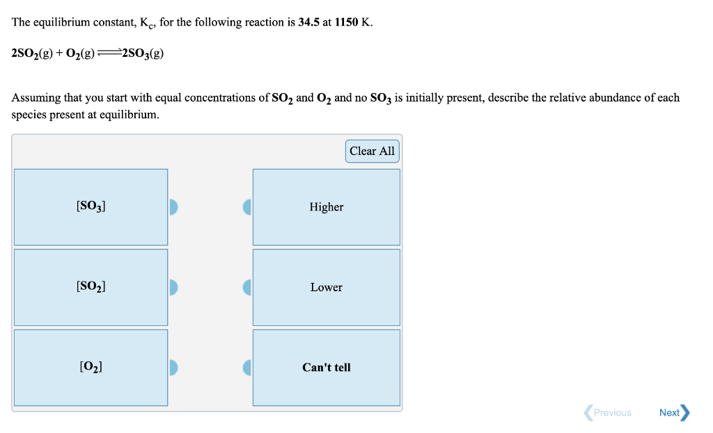 Solved The equilibrium constant, Ke, for the following | Chegg.com