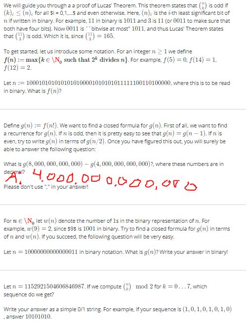Solved We will guide you through a a proof of Lucas' | Chegg.com
