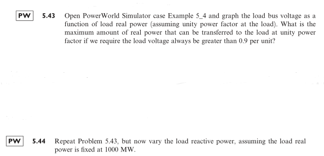 Solved PW 5.43 Open PowerWorld Simulator case Example 5_4 | Chegg.com