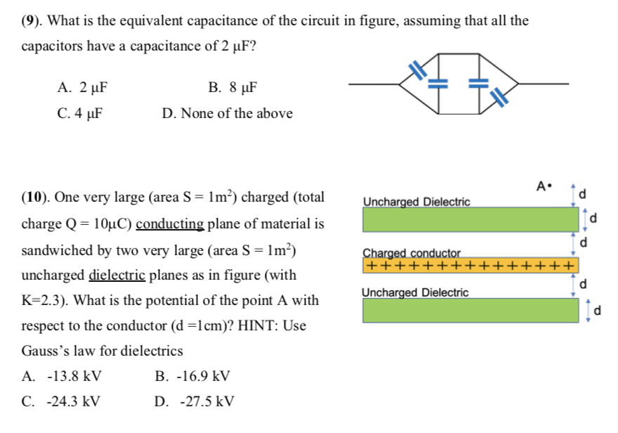 Solved (9). What is the equivalent capacitance of the | Chegg.com