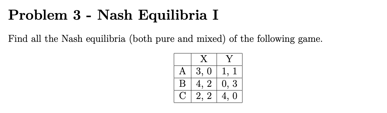 Solved Problem 3 - Nash Equilibria I Find all the Nash | Chegg.com