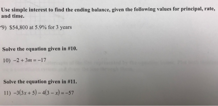 Solved Use simple interest to find the ending balance, given | Chegg.com
