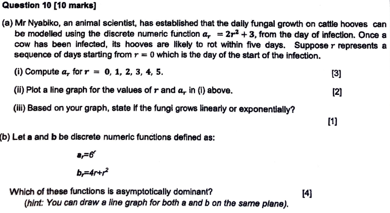 Question 10 [10 marks] (a) Mr Nyabiko, an animal | Chegg.com