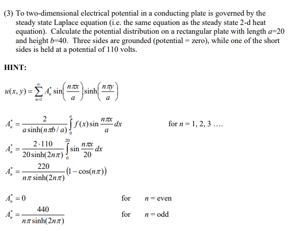 Solved (3) To two-dimensional electrical potential in a | Chegg.com