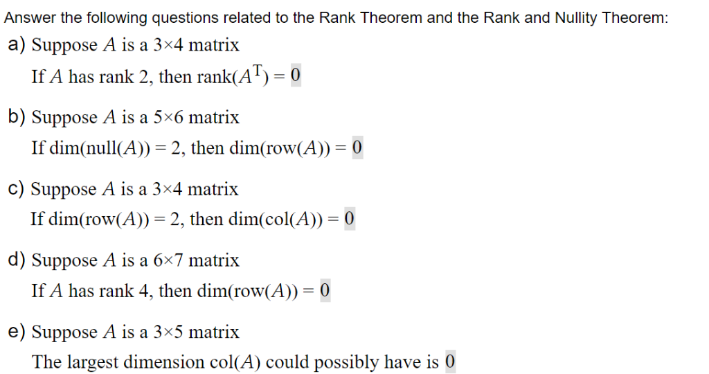 Solved Answer the following questions related to the Rank | Chegg.com