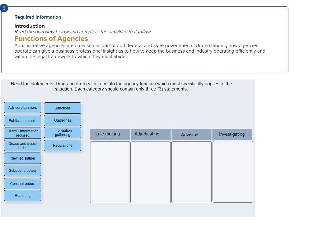 Solved Required information Introduction Read the overview | Chegg.com