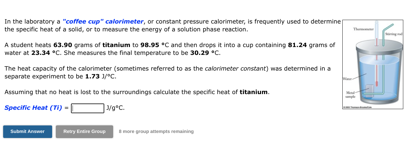 Solved In the laboratory a "coffee cup" calorimeter, or | Chegg.com