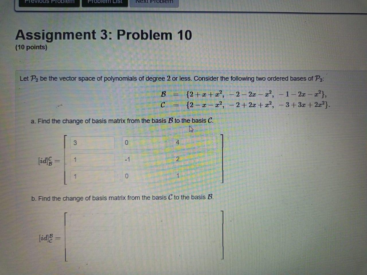 Solved PIEVIOUS Problem Problem LIST NeX Problem Assignment | Chegg.com