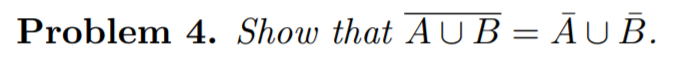 Solved Problem 4. Show that AUB = ĀUB. | Chegg.com