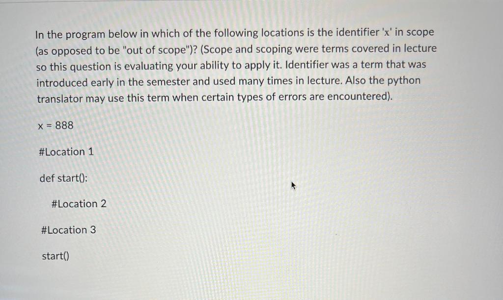 Solved In the program below in which of the following | Chegg.com