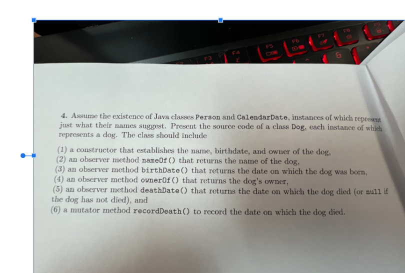 Solved FB F6 FS & 4. Assume the existence of Java classes | Chegg.com