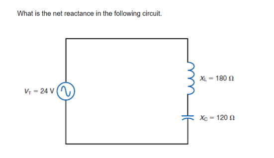 Solved What is the net reactance in the following circuit. | Chegg.com