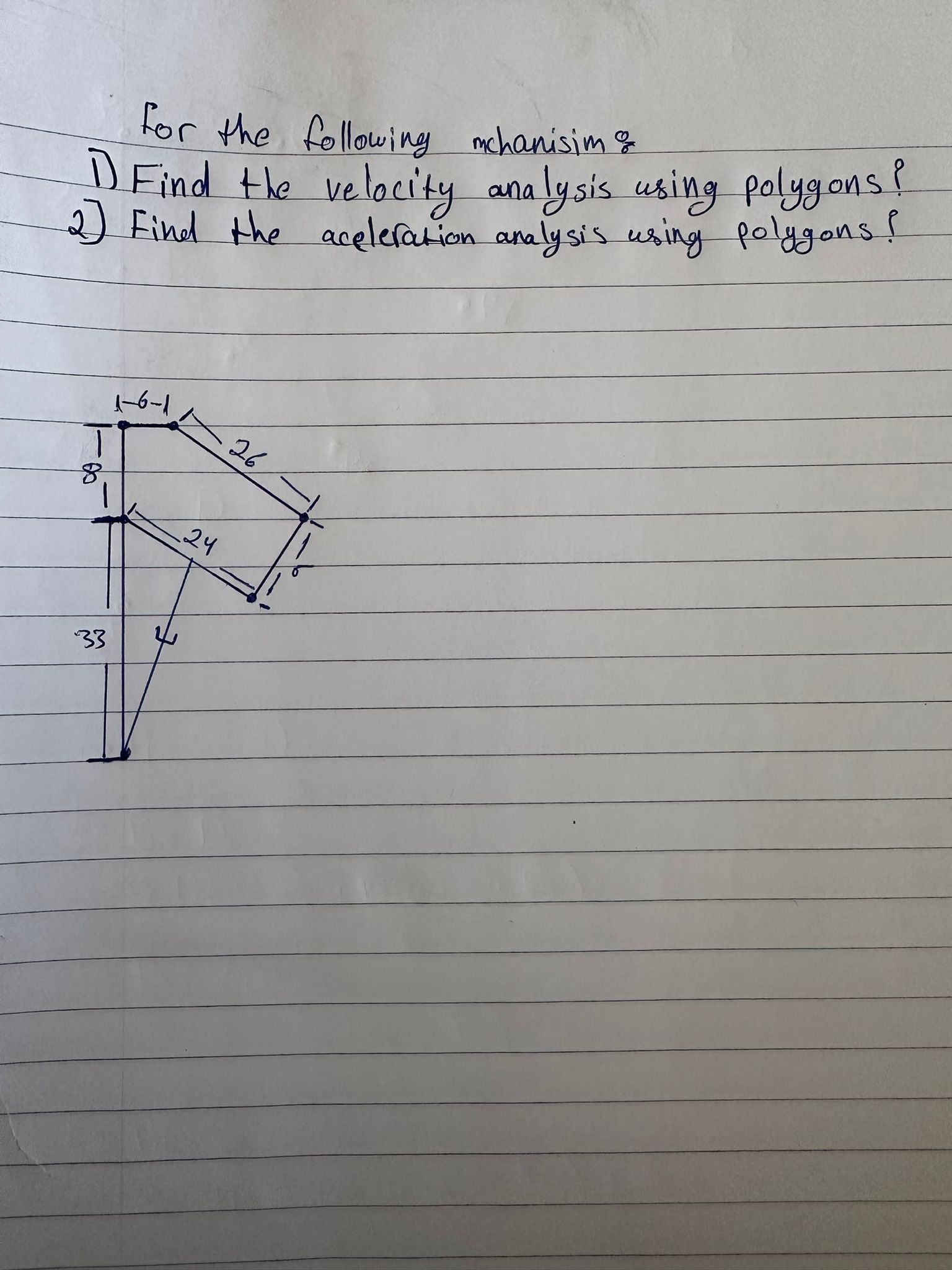 Solved For the following mchanisim:1] ﻿Find the velocity | Chegg.com