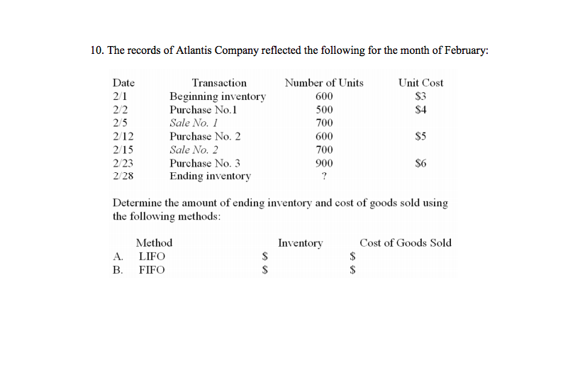 Solved Hi, LIFO/FIFO problem! I have the question and | Chegg.com
