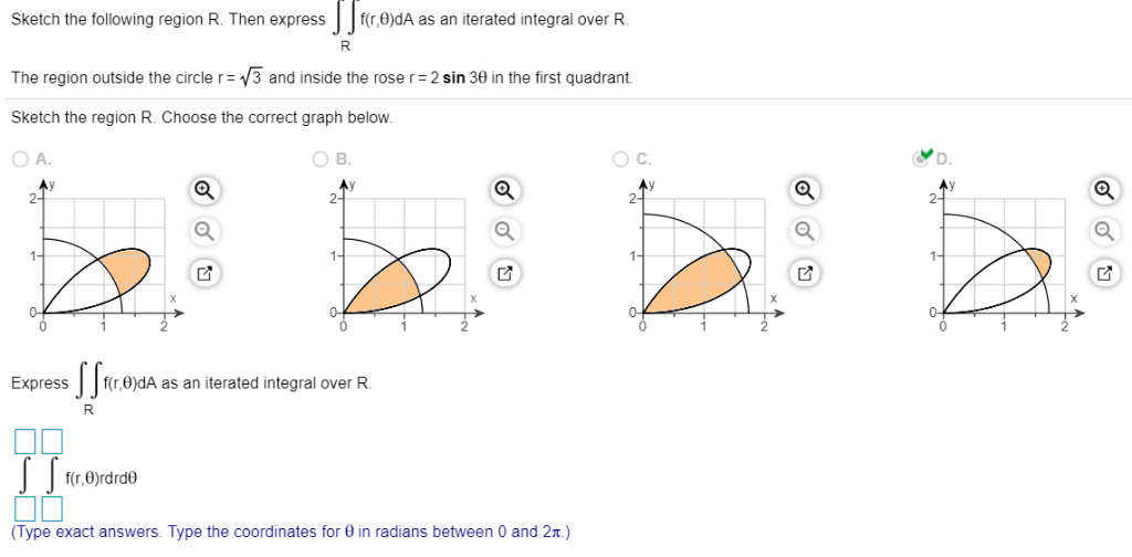 Solved Sketch the following region R. Then expressf(r0)dA as | Chegg.com