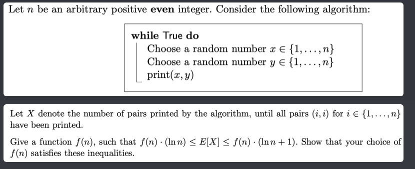 Solved Let n be an arbitrary positive even integer. Consider | Chegg.com