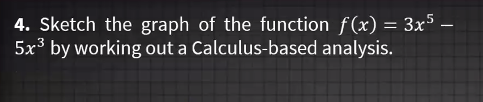 Solved 4. Sketch the graph of the function f(x) = 3x5 - 5x3 | Chegg.com