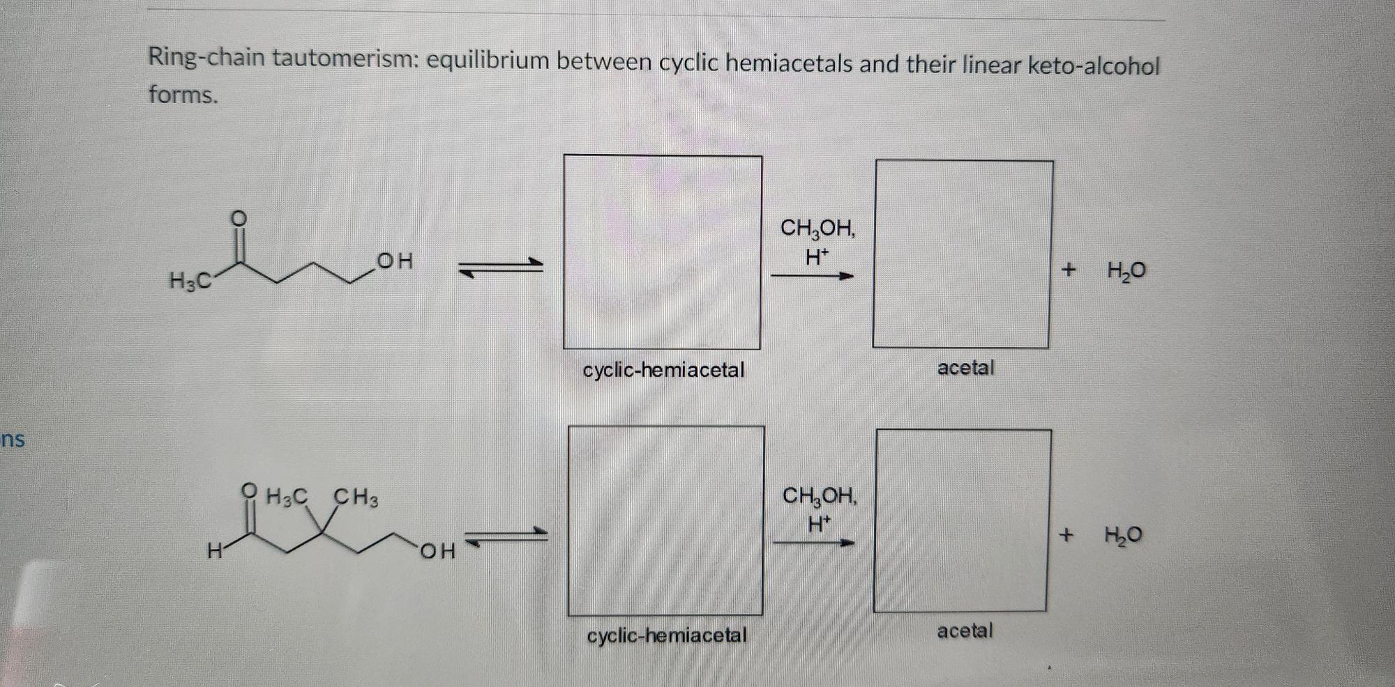 Solved Ring-chain tautomerism: equilibrium between cyclic | Chegg.com