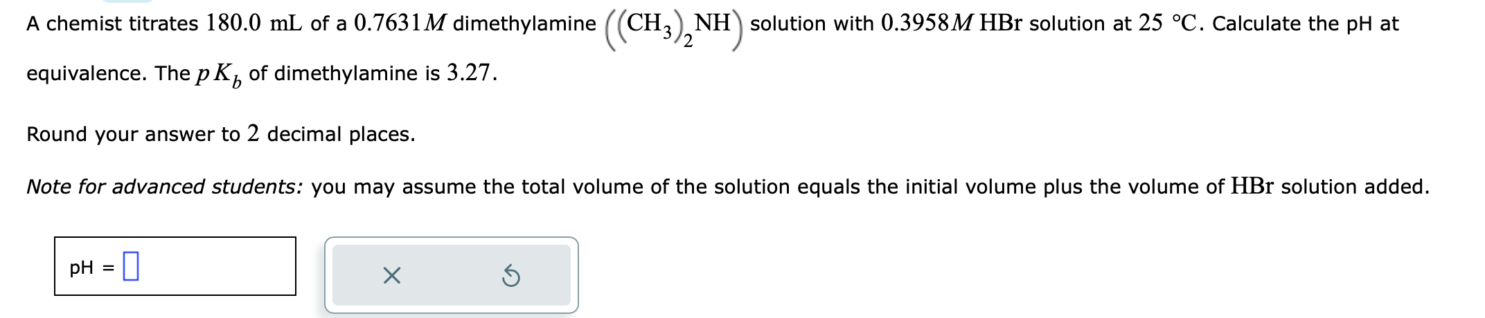 Solved A chemist titrates 180.0 mL of a 0.7631M | Chegg.com