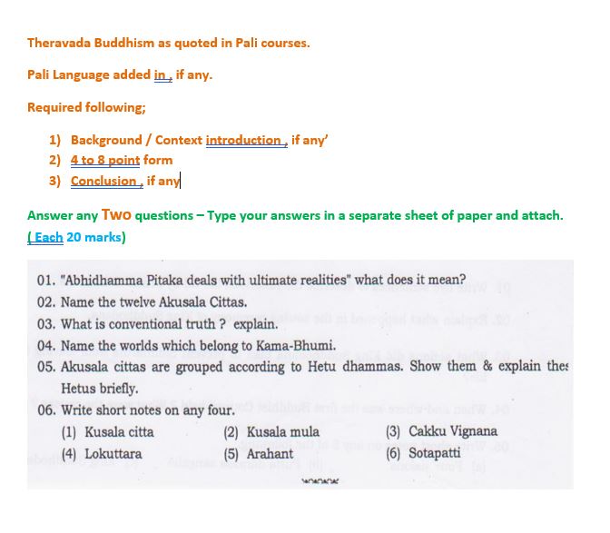 Solved Theravada Buddhism as quoted in Pali courses. Pali | Chegg.com