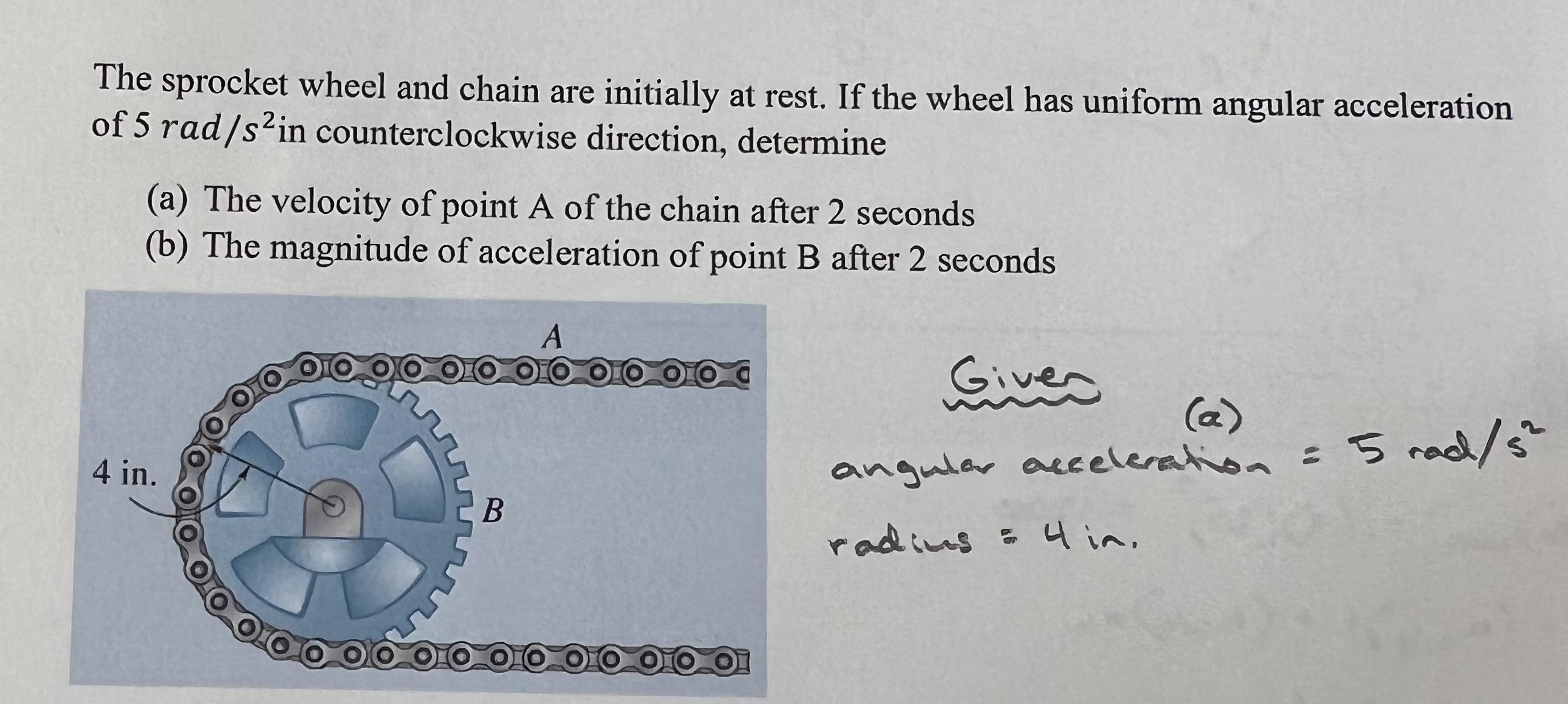 Solved The Sprocket Wheel And Chain Are Initially At Rest