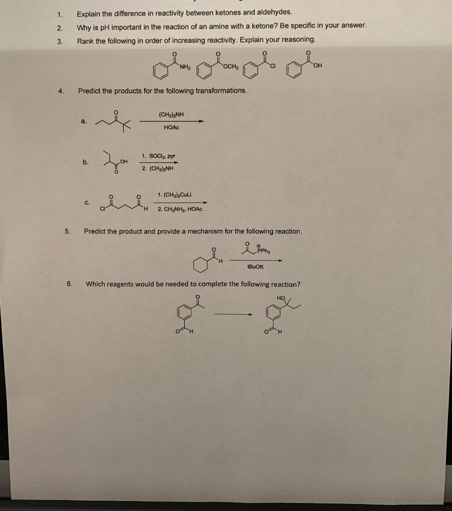 Solved 1. 2. Explain the difference in reactivity between | Chegg.com