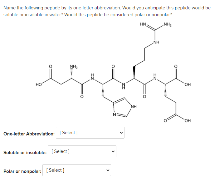 Solved Name the following peptide by its one-letter | Chegg.com