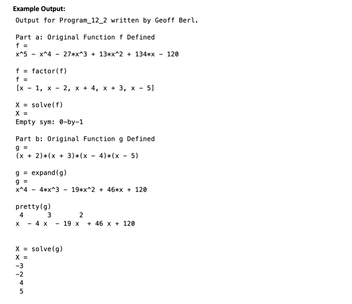 Solved Required File: Program_Sym_2.m Use symbolic | Chegg.com