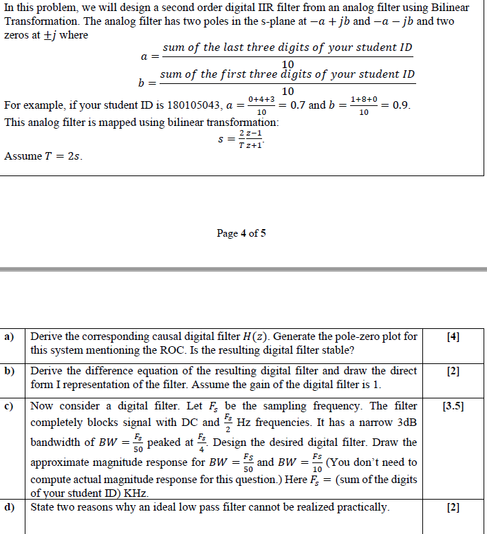 Solved a = In this problem, we will design a second order | Chegg.com
