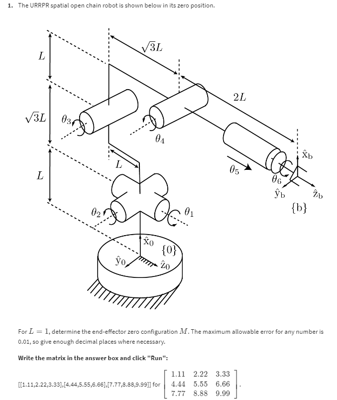 Solved The URRPR spatial open chain robot is shown below in | Chegg.com