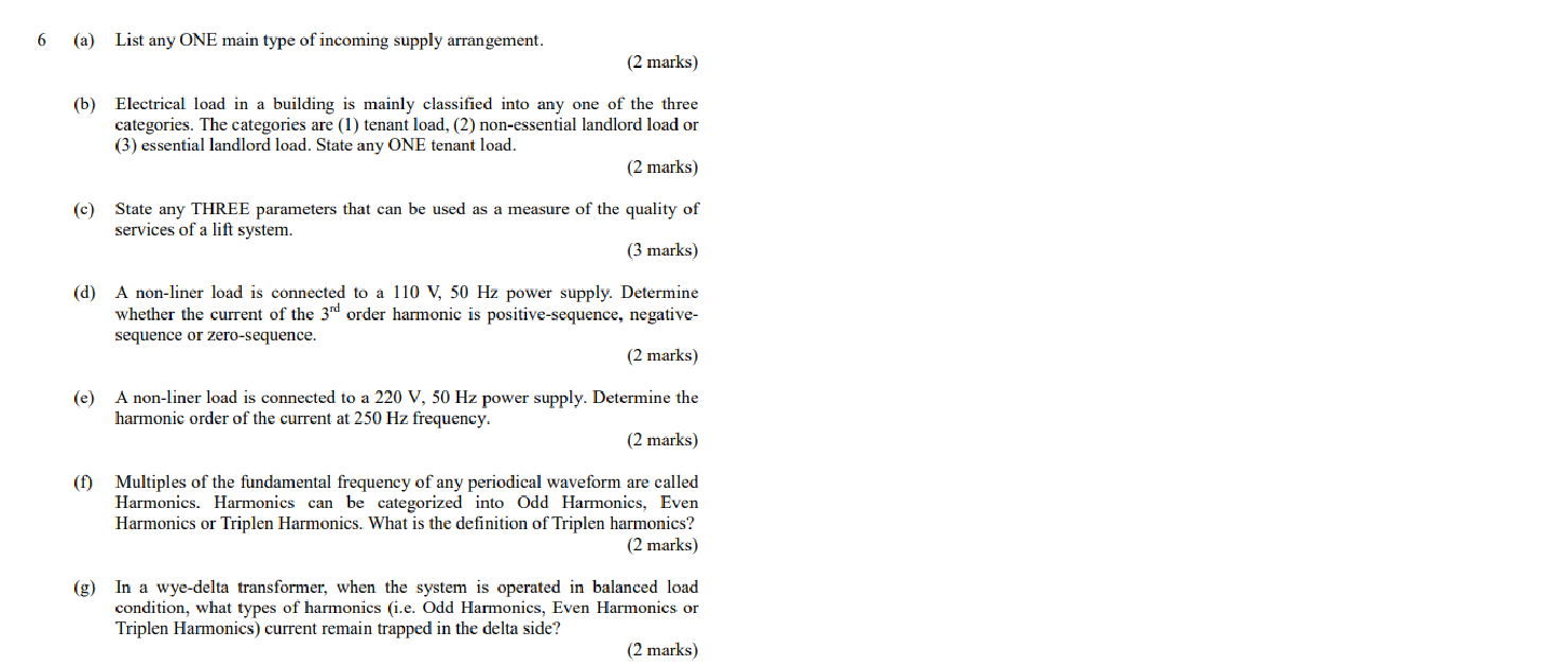 Solved 6 (a) List any ONE main type of incoming supply | Chegg.com
