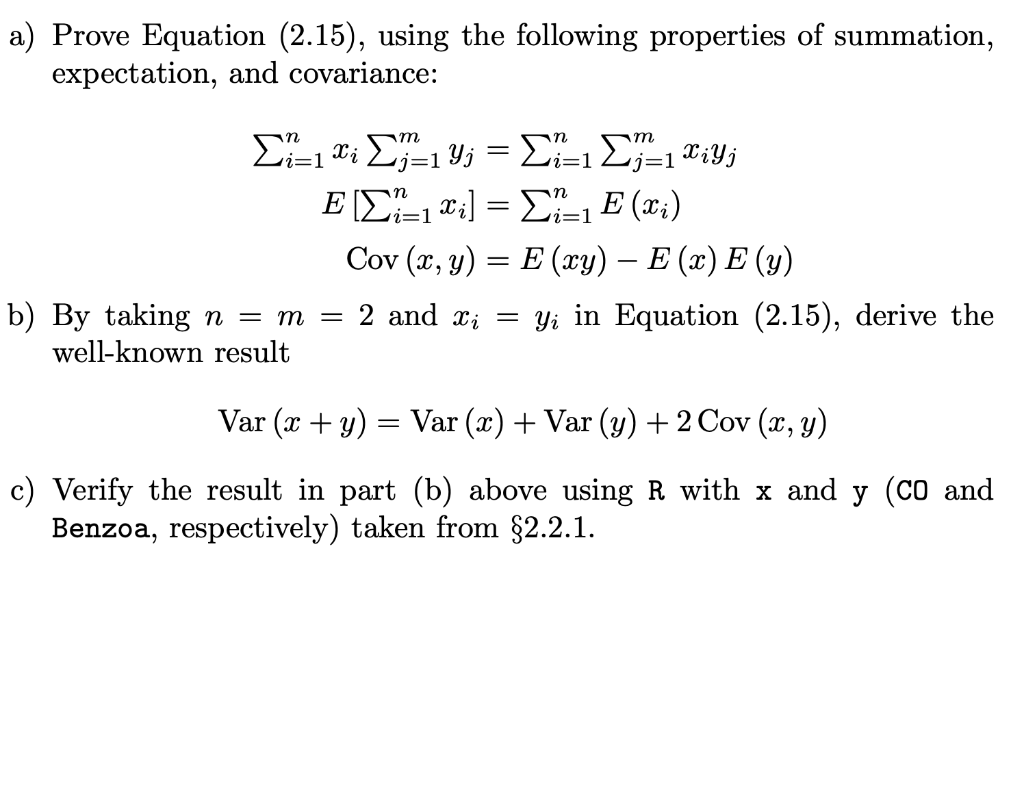 Solved a) Prove Equation (2.15), using the following | Chegg.com
