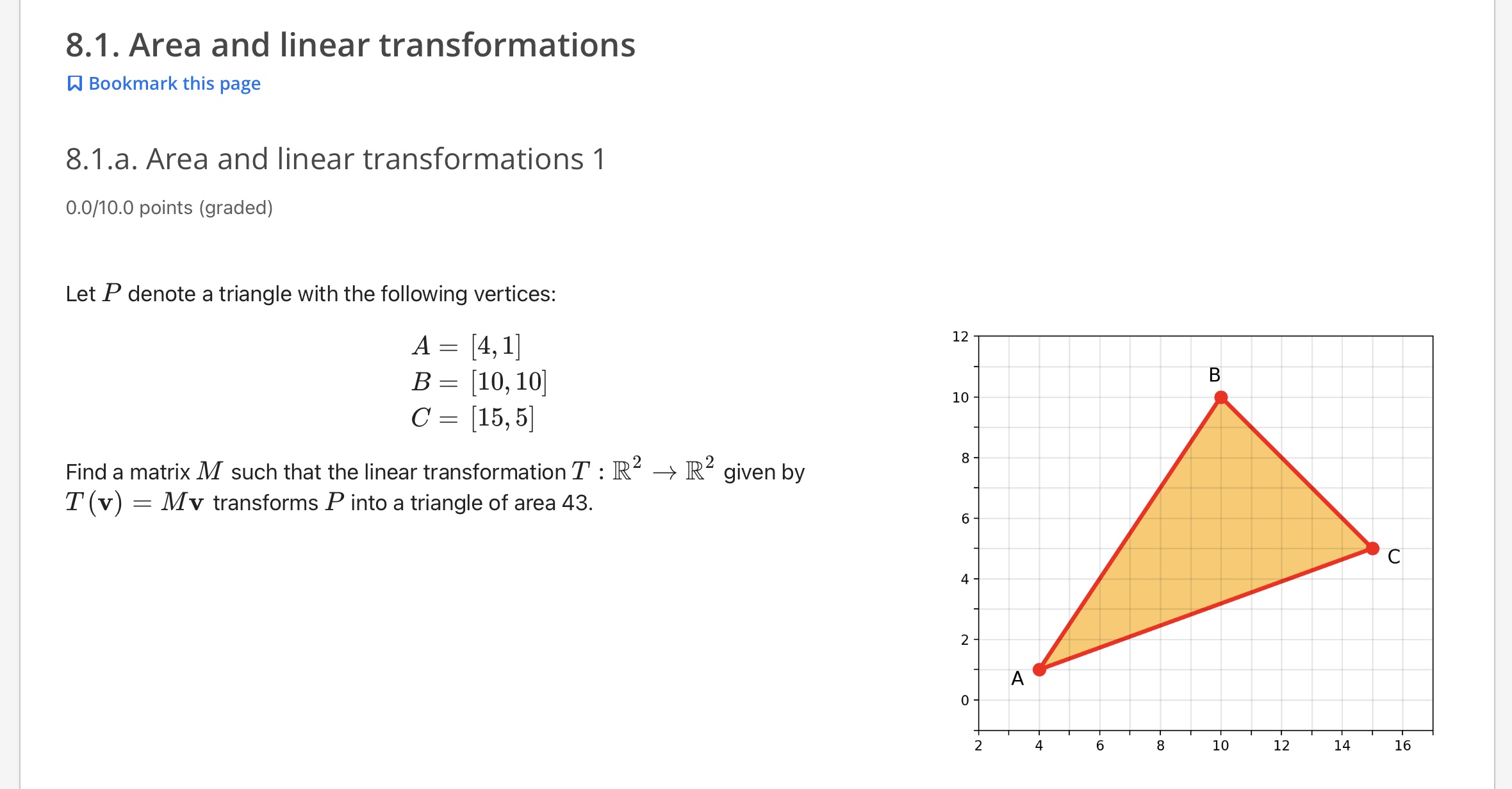 Solved 8.1. Area and linear transformations ๑ Bookmark this | Chegg.com