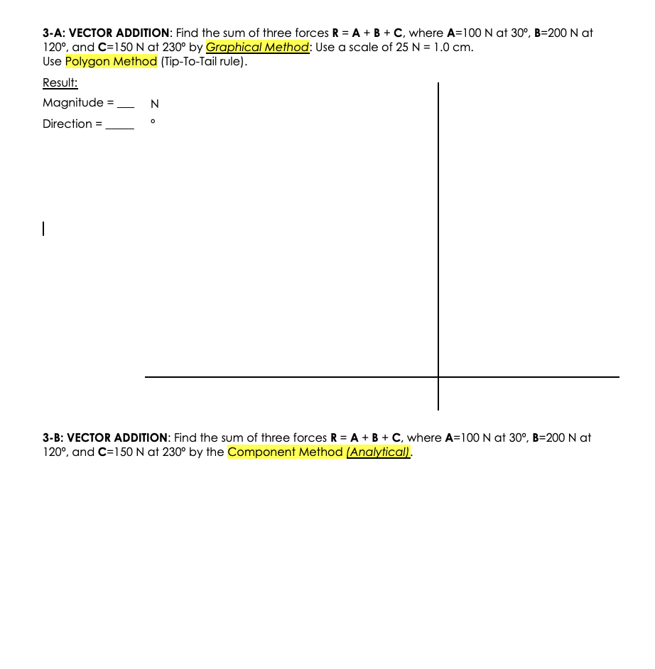 3-A: VECTOR ADDITION: Find the sum of three forces | Chegg.com