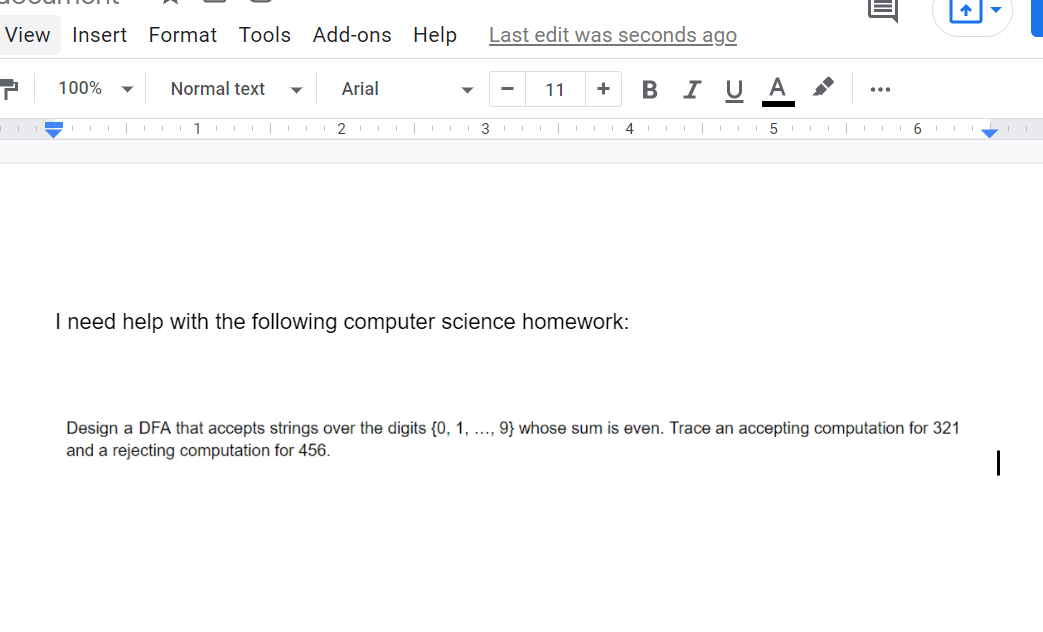 Solved TIT View Insert Format Tools Add-ons Help Last edit | Chegg.com