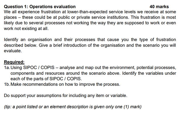 Solved Required:1a.Using SIPOC / ﻿COPIS – ﻿analyse and map | Chegg.com