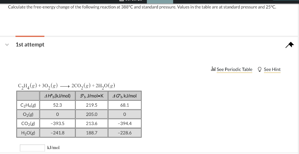 Solved Calculate the free-energy change of the following | Chegg.com