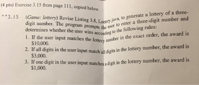 Solved Revise Listing 3.8, Lottery. java. to generate a | Chegg.com Solved Revise Listing 3.8, Lottery. java. to generate a | Chegg.com