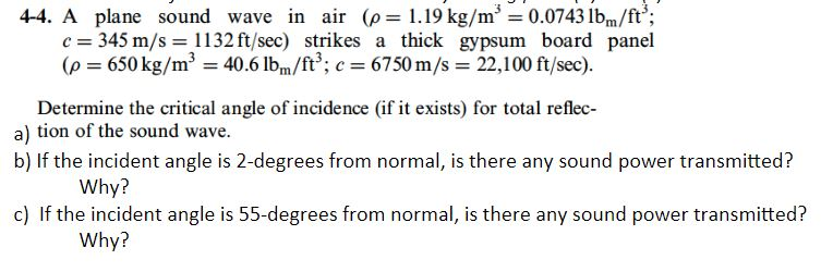 Solved 4-4. A plane sound wave in air (p = 1.19 kg/m' = | Chegg.com