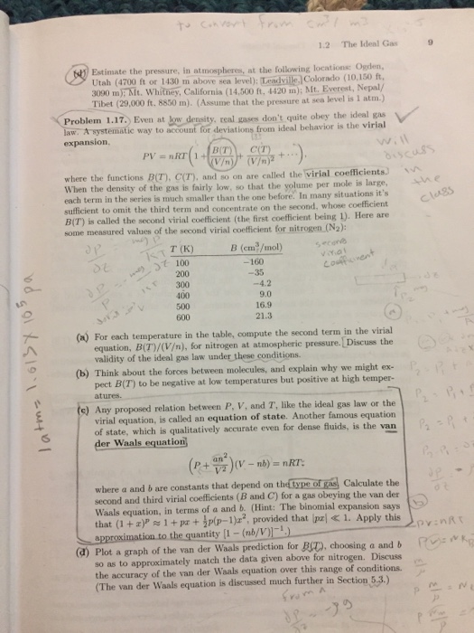 Solved Estimate The Pressure In Atmospheres At The Chegg