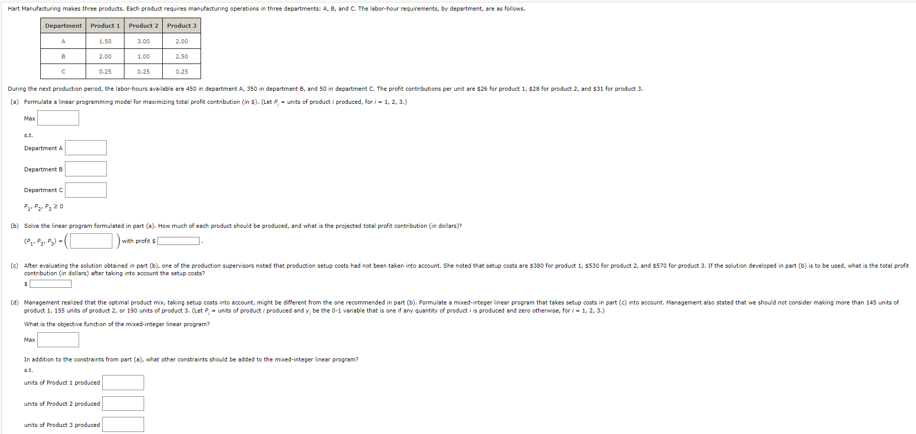 Solved (a) Formulate a linear programming model for | Chegg.com