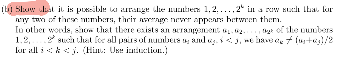 Solved b) Show that it is possible to arrange the numbers | Chegg.com
