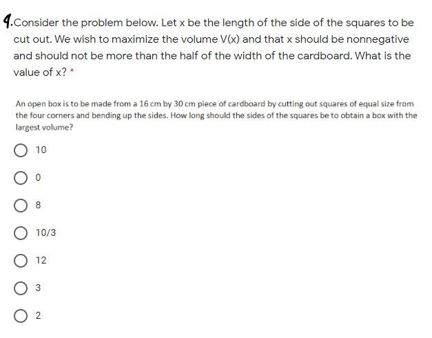 Solved Optimization Using Calculus: Choose the answers from | Chegg.com