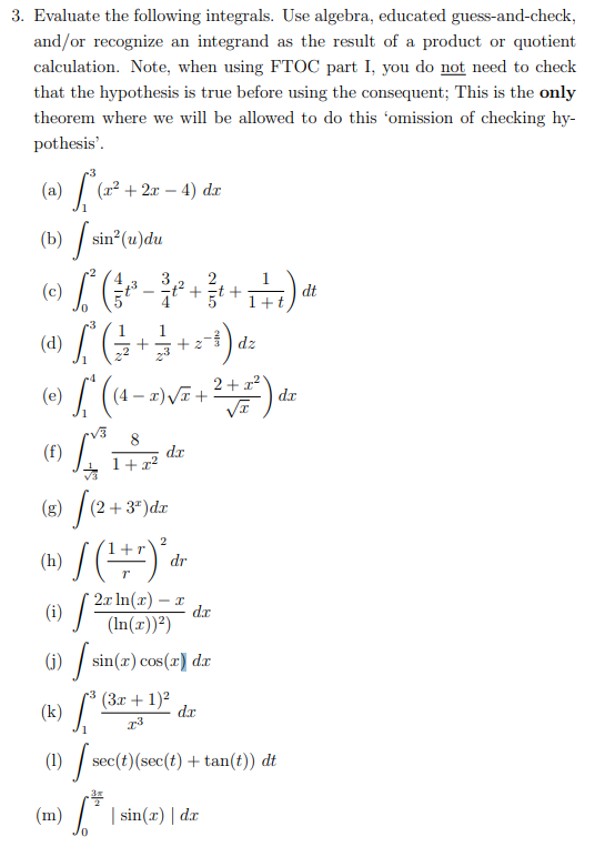 Solved ONLY DO i, USE ONLY ALGEBRA/INSPECTION, NO BY PARTS | Chegg.com